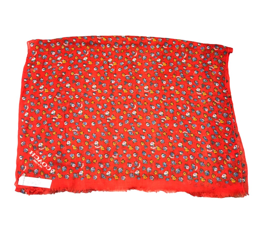 Coach Floral Silk Modal Scarf Red / Neck Scarf / Neckwear / Designer ...