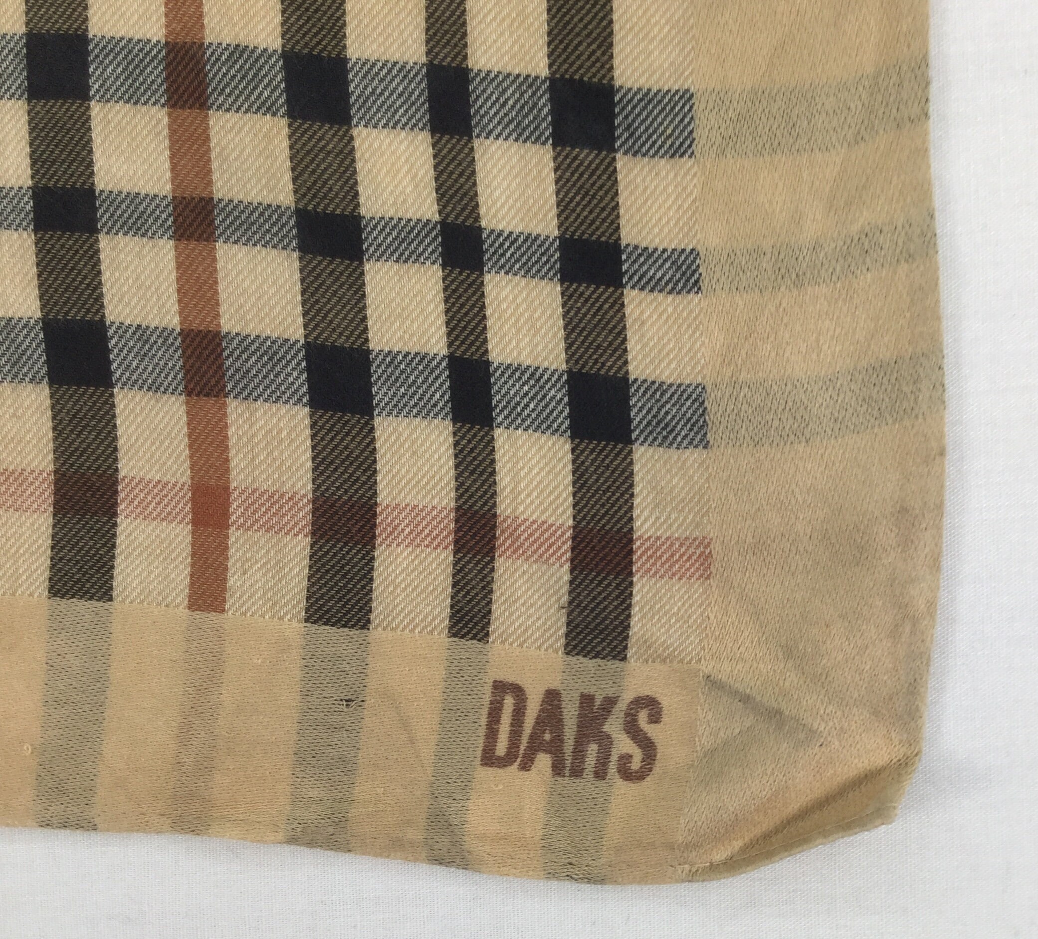 Vintage Daks London Nova Check Handkerchief: Brown Checkered ...