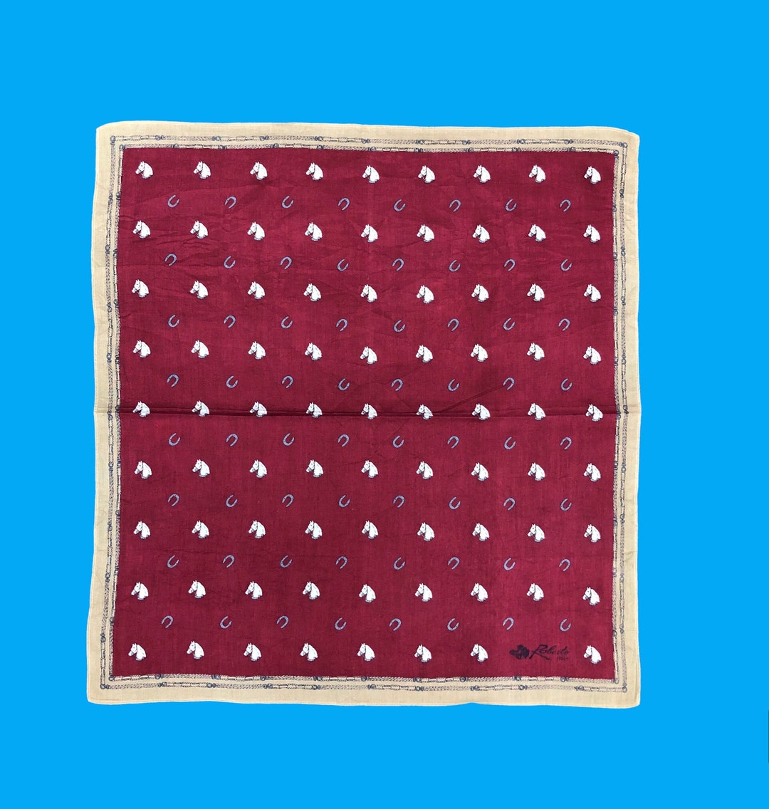 Vintage Roberto Italy Horse Pattern Handkerchief Neckerchief Pocket ...