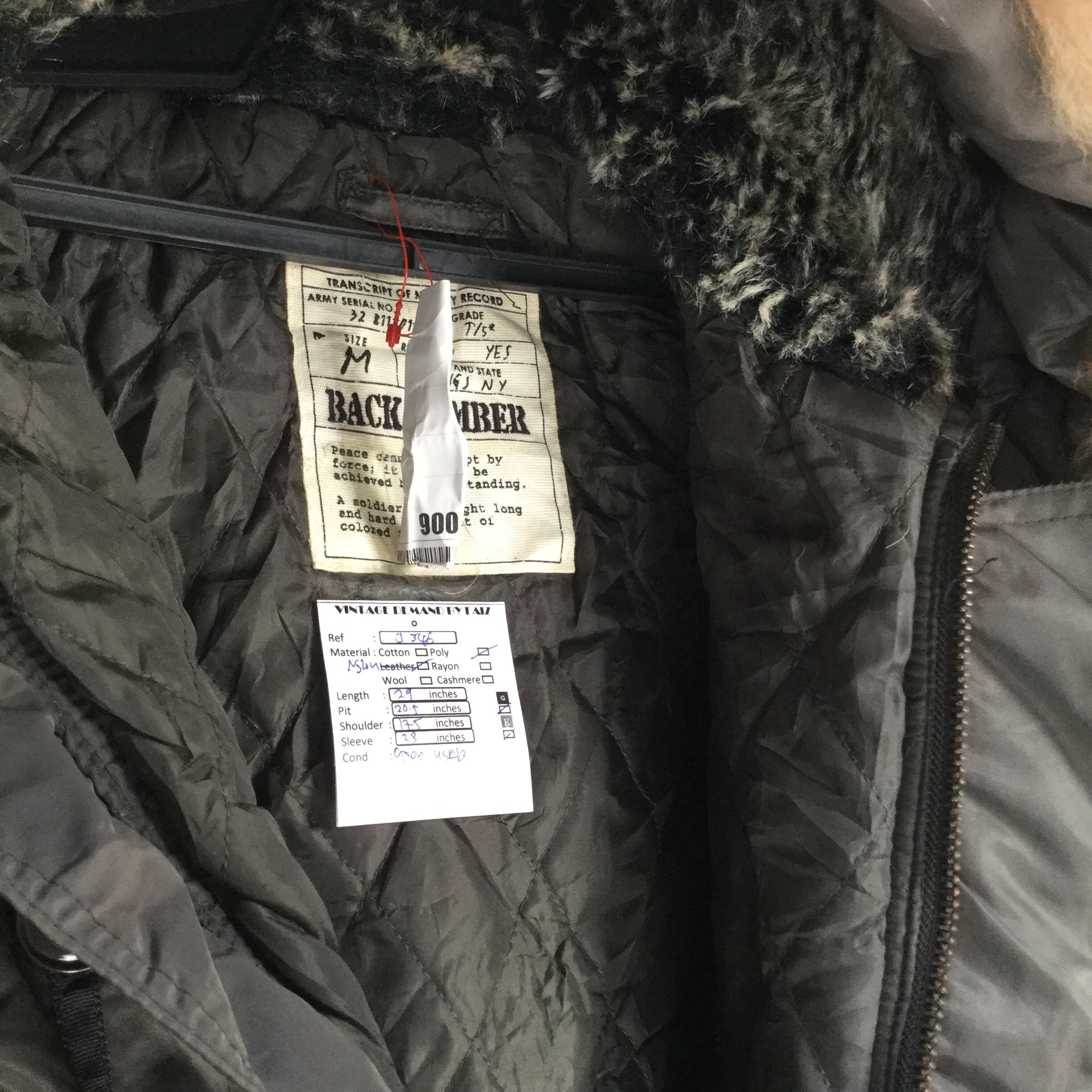 Vintage Back Number N3B Fur Hoodie Women Jacket Military Style Army ...