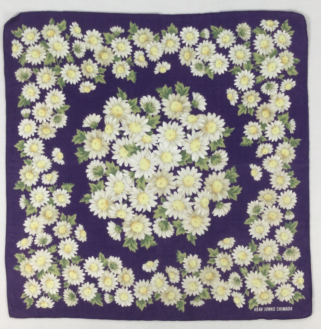 Vintage 49 Av Junko Shimada Flowers Handkerchief Floral Neckerchief ...