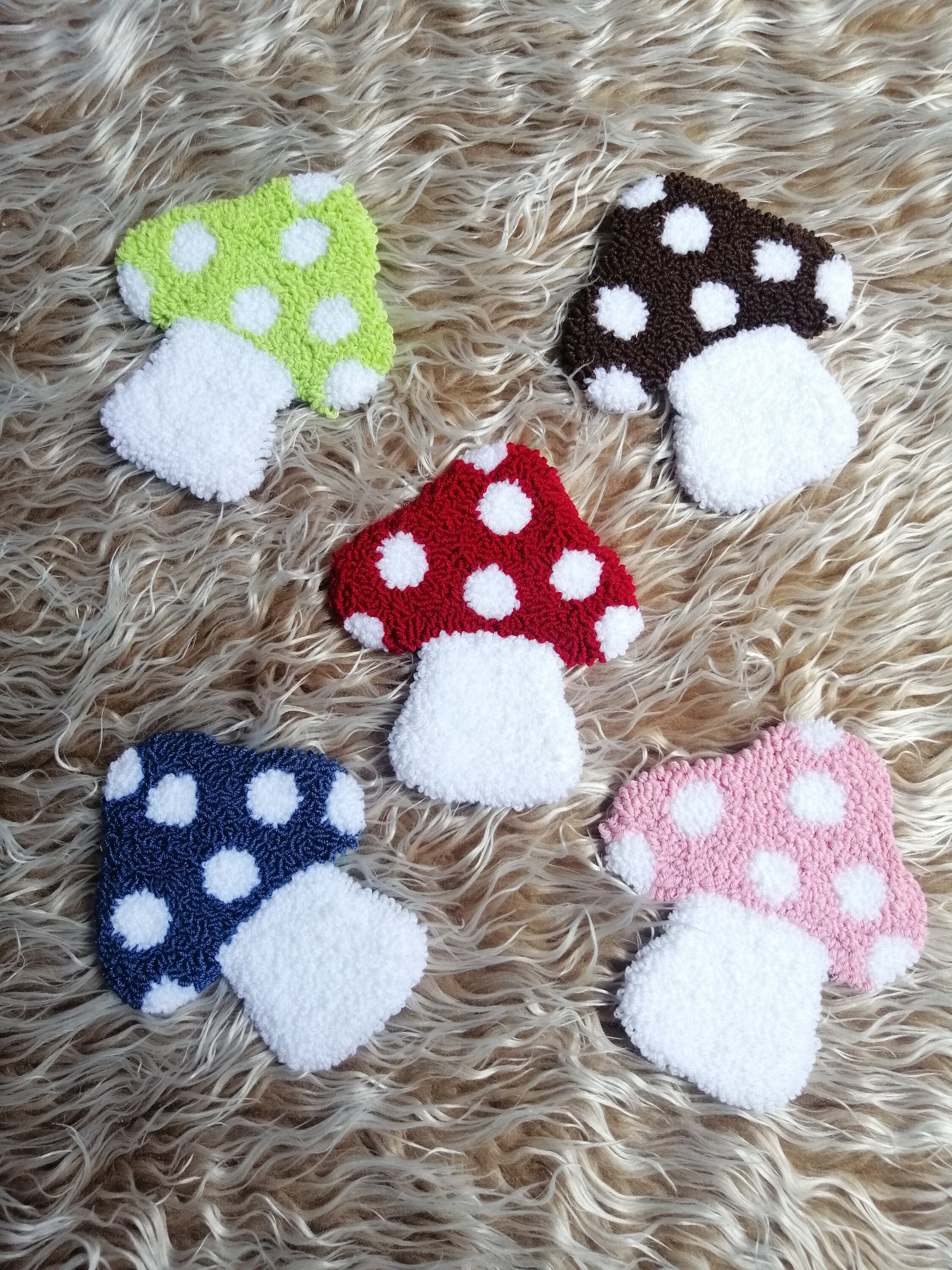 Punch Needle Mushroom, Cup Mug Rug, Tufted Mushroom, Tufting Art - Etsy