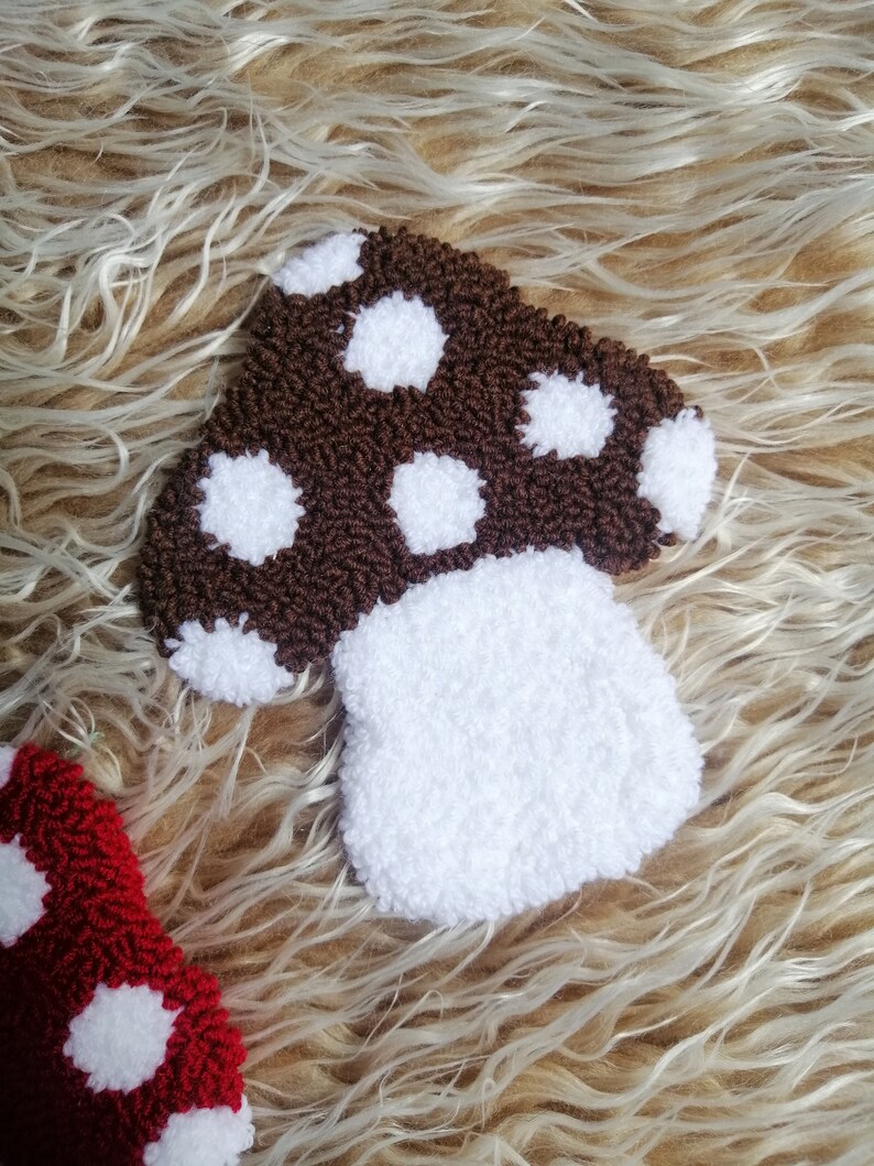 Punch Needle Mushroom, Cup Mug Rug, Tufted Mushroom, Tufting Art - Etsy