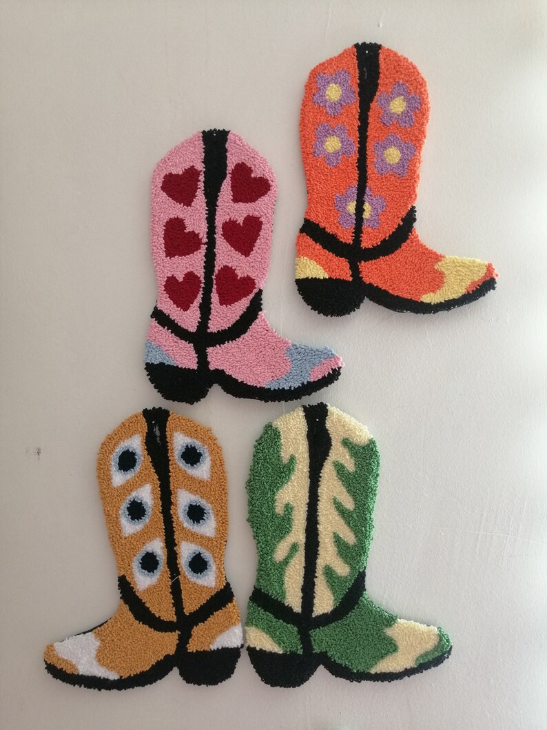 Punch Needle Wall Hanging Cowboy Boot, Halloween Pumpkin, Tufting Wall ...