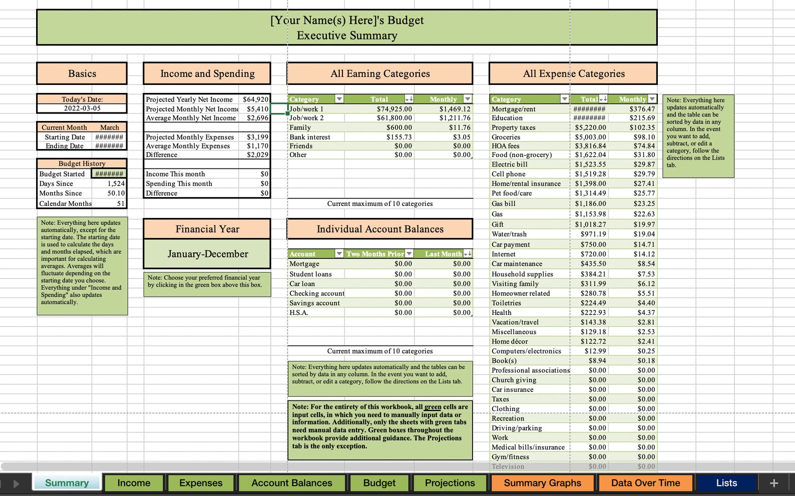 Editable Excel Budget Sheet - Etsy