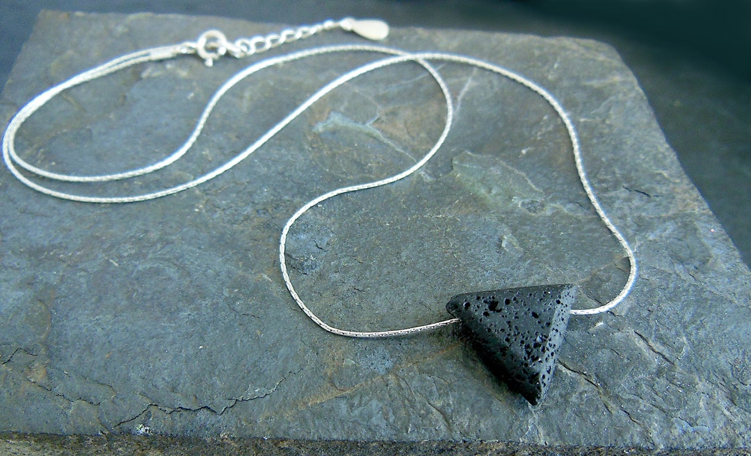 Black Lava Triangle Necklace| Black Volcanic Stone Necklace | Choker ...