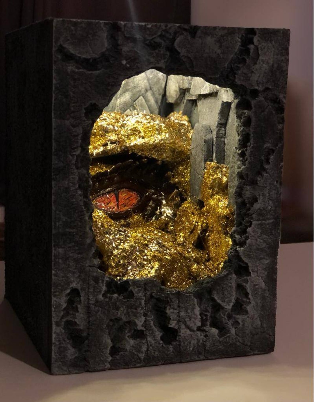 Magical Book Nook: Smaug Scene Shelf Insert Bookend, Handcrafted Home ...