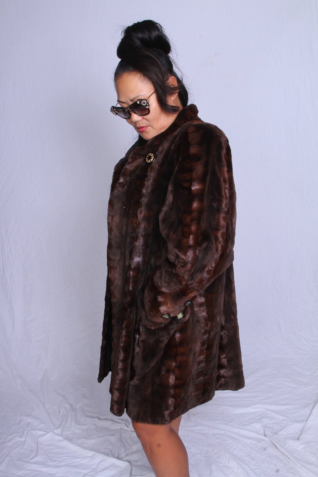 Authentic Mahogany Sheared Mink Fur Coat - Etsy