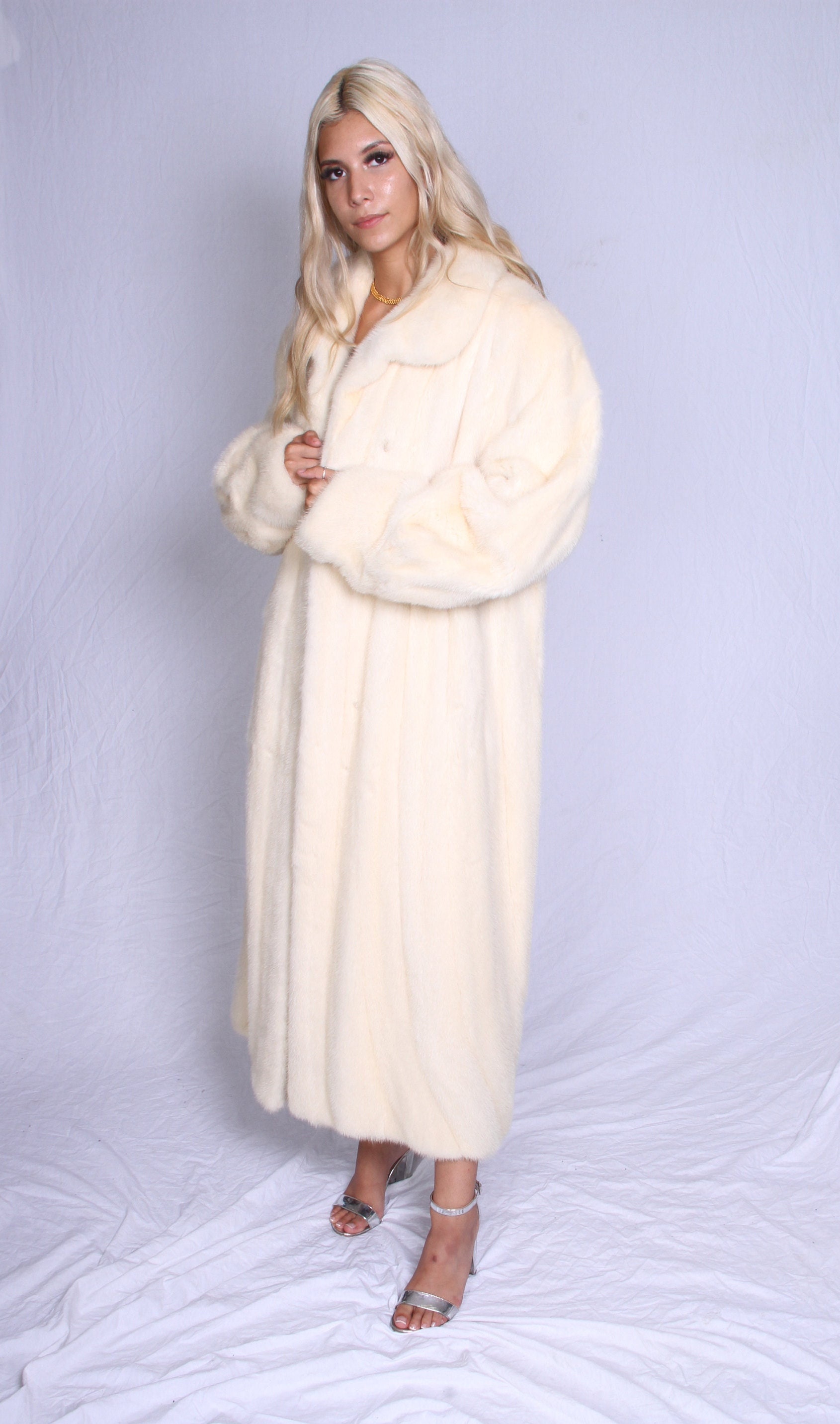 Full Length White Mink Fur Coat Etsy