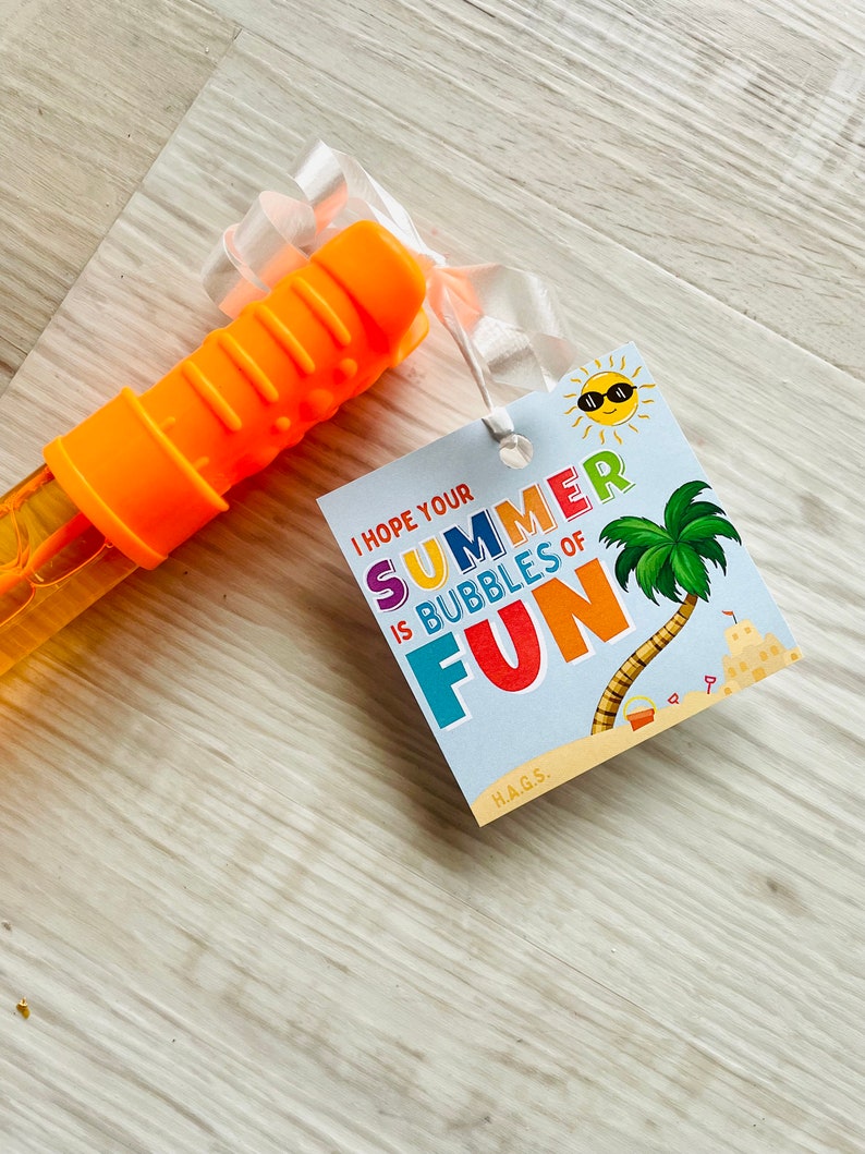 Summer Bubbles Printable Tag, Bubbles Tag, Summer Gifts, Student Gift ...