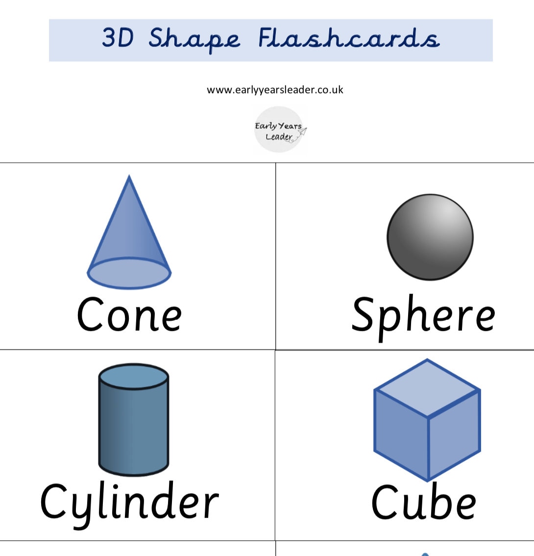 3D Shape Word Mat and Flashcards - Etsy UK