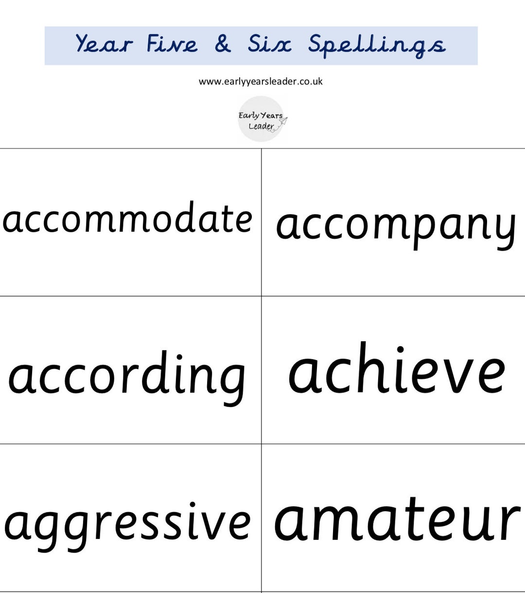 Year 5 and 6 Spelling Mat and Flashcards - Etsy