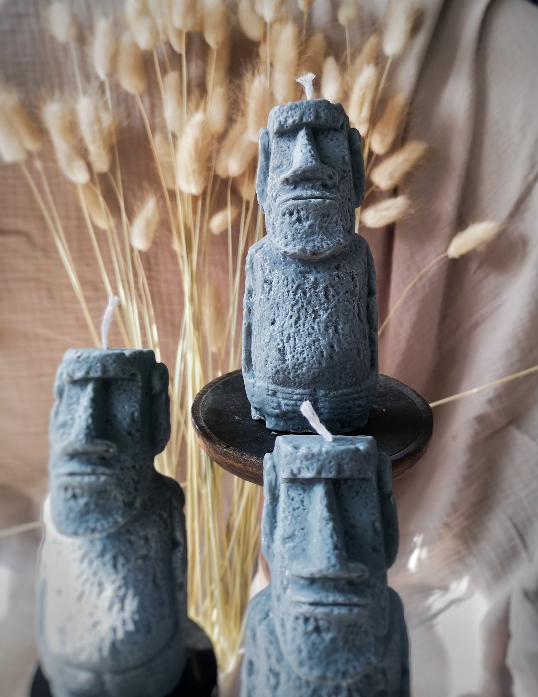 Moai Easter Island Candle in Stone Look / Moai Face Candle / Handmade ...