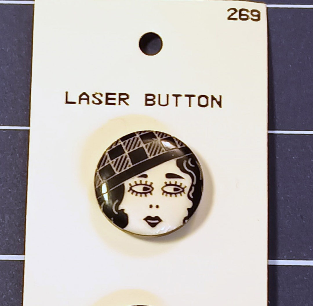 Vintage 1990s Cute Flapper Girl Black and White JHB International Laser ...