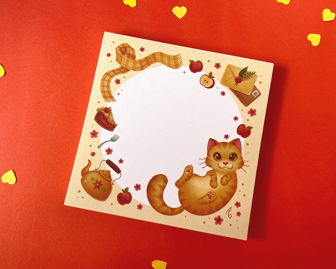 Cozy Time Notepad | 10x10cm Square Non-adhesive Paper Memo Pad | Orange ...