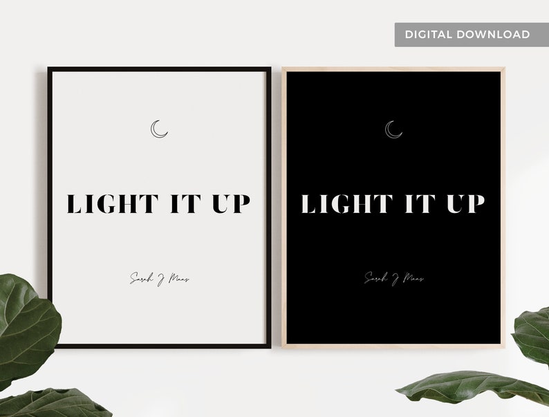 HOEAB SJM Book Quote Printable Wall Art Poster Light It up - Etsy