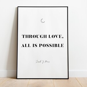 HOEAB SJM Book Quote Printable Wall Art Poster | Through Love, All is ...