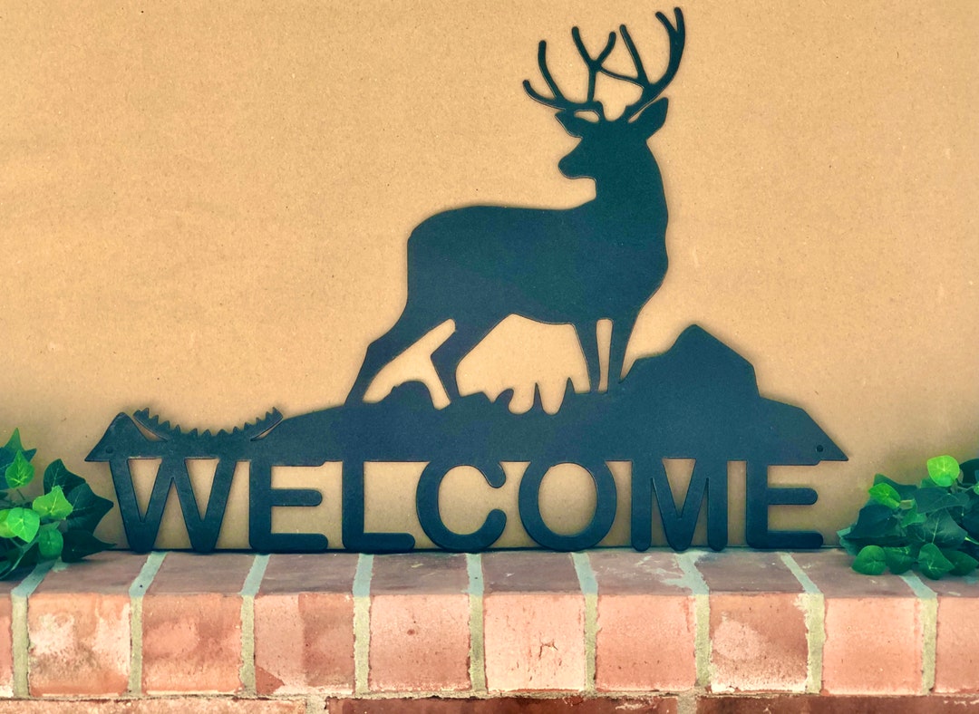 Deer Metal Welcome Sign - Etsy