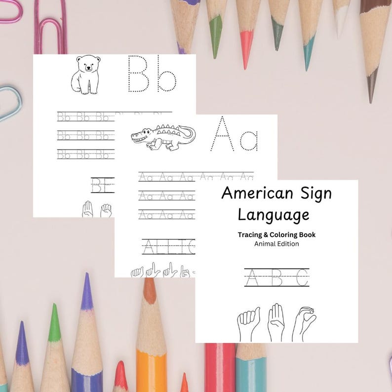 American Sign Language With Letter Tracing, Capital and Lower Case ...