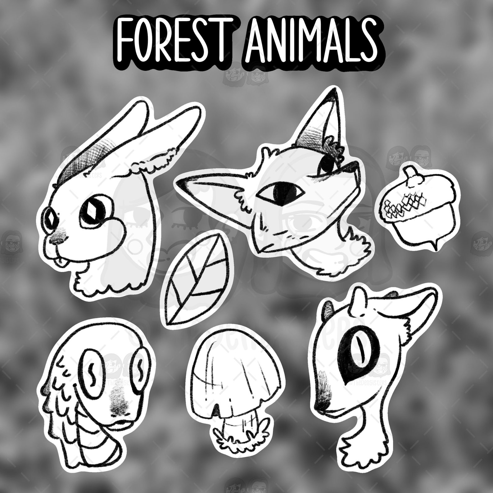 Forest Animals Set of 7 Stickers. DIY Color Your Own Forest Creatures ...