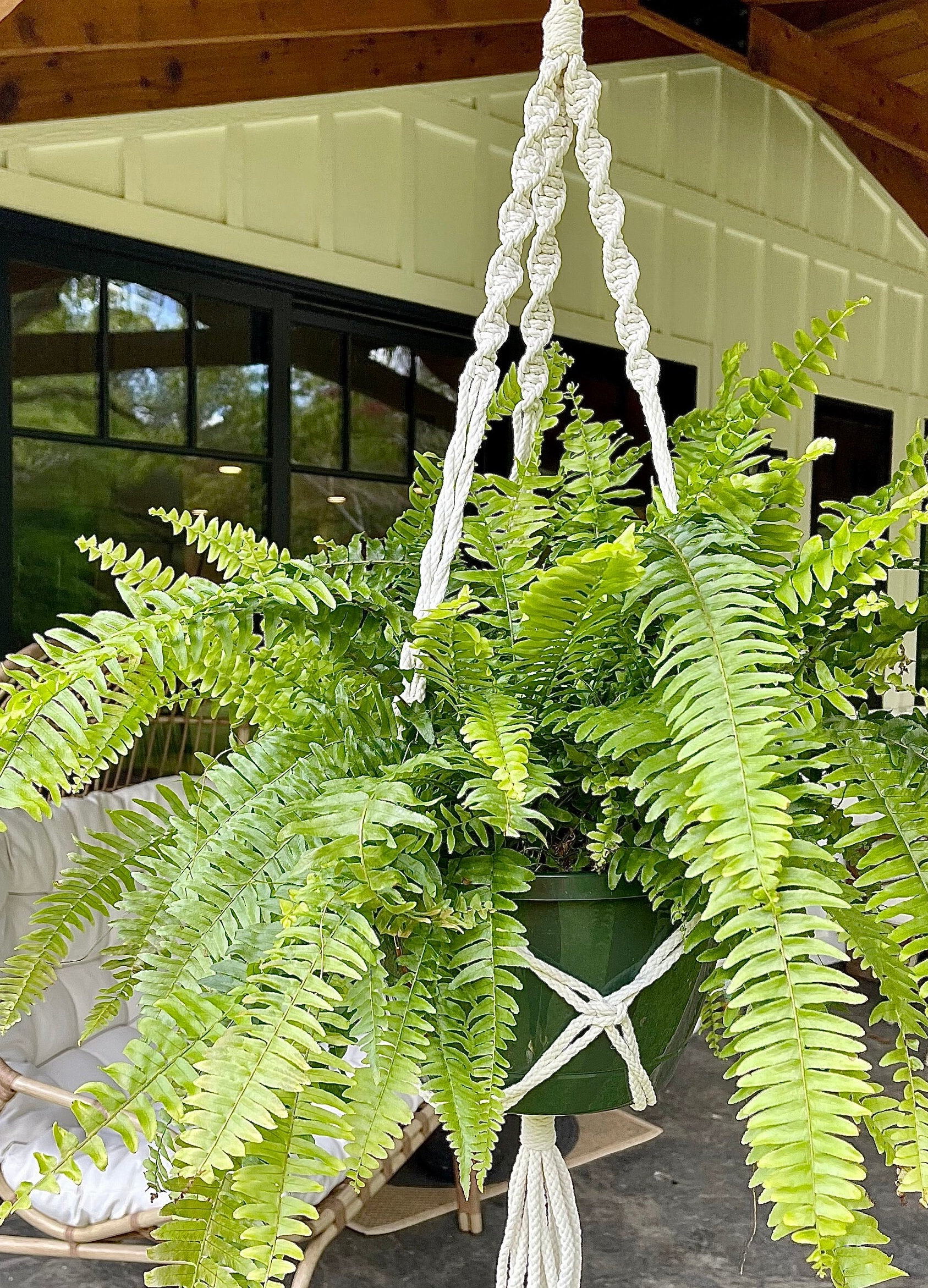 Large, Heavy Duty Macrame Outdoor Plant Hanger, Adjustable, Porch ...