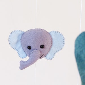 Felt Baby Mobile With Animal Heads: Elephant Hippopotamus Zebra Giraffe ...