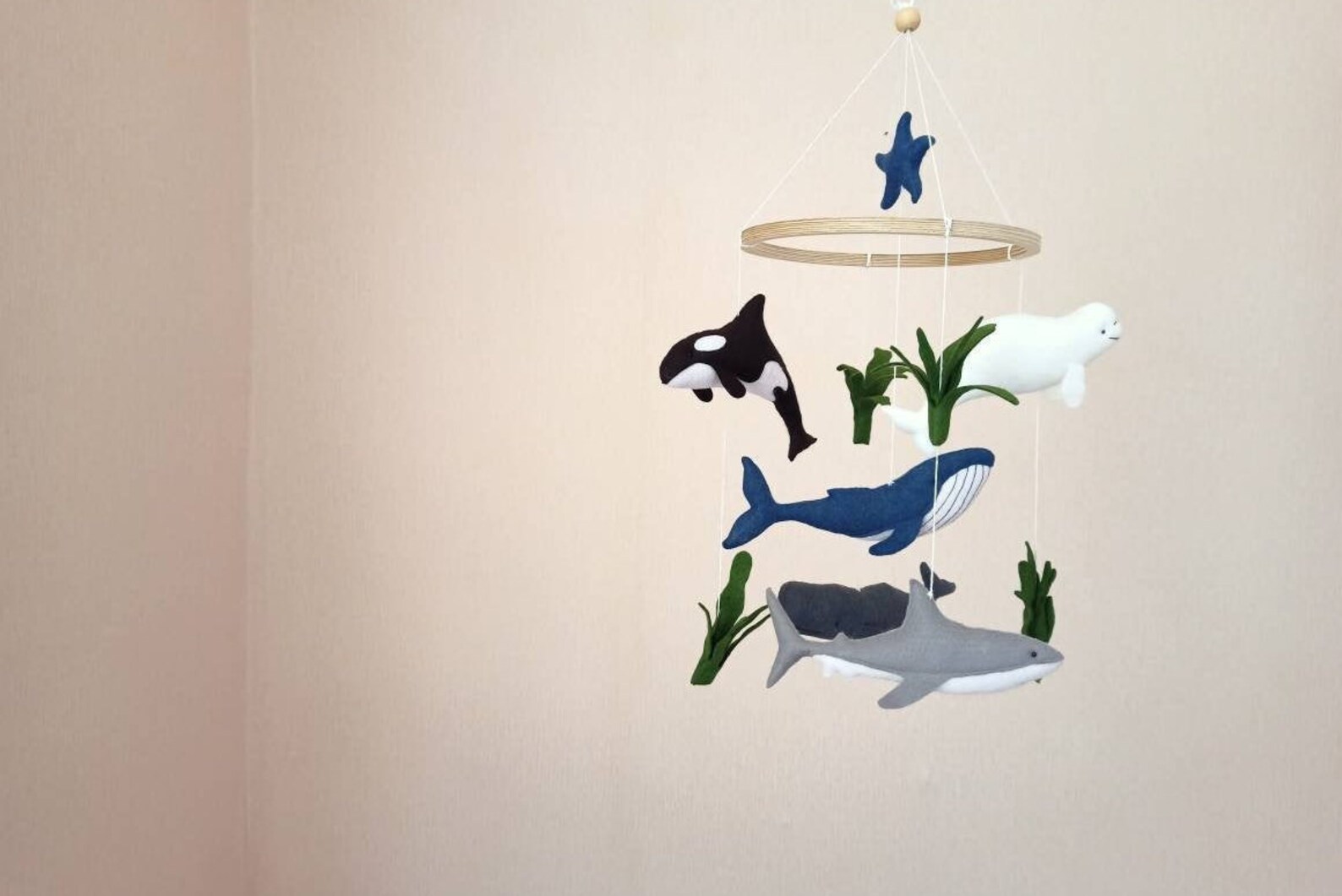 Baby Mobile. Ocean Mobile With Shark,orca,beluga,whale,cashalot. Felt ...