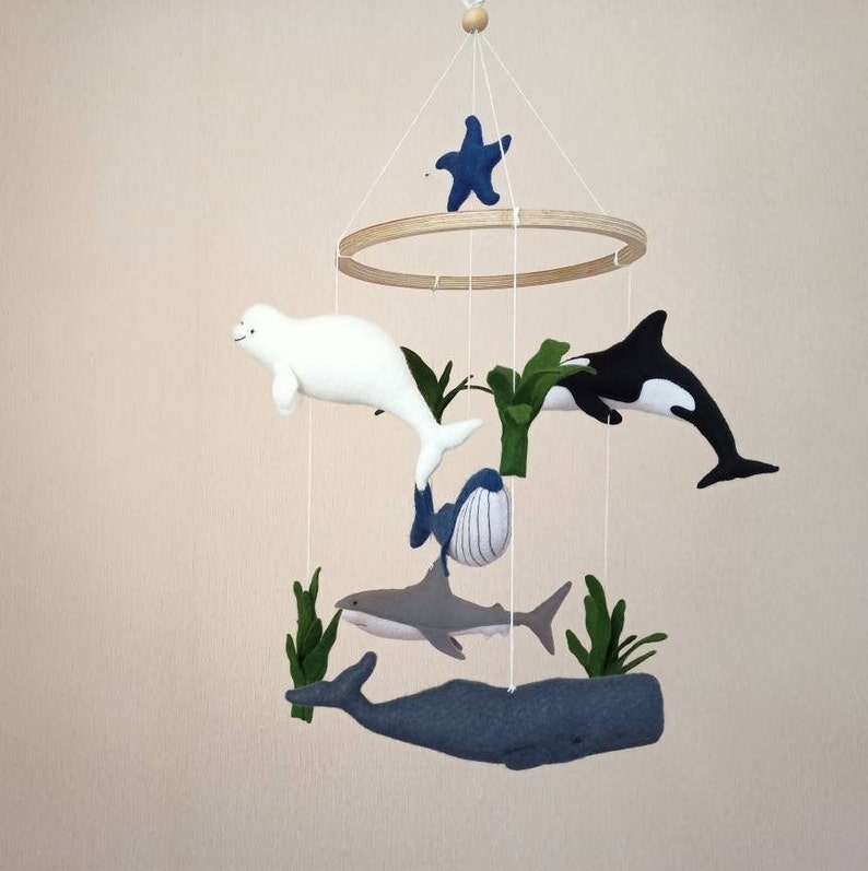 Baby Mobile. Ocean Mobile With Shark,orca,beluga,whale,cashalot. Felt ...