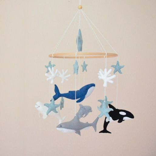 Ocean Mobile With Whale, Beluga, Orca, Shark, Dolphin, Starfishes ...