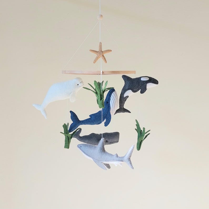 Baby Mobile. Ocean Mobile With Shark,orca,beluga,whale,cashalot. Felt ...