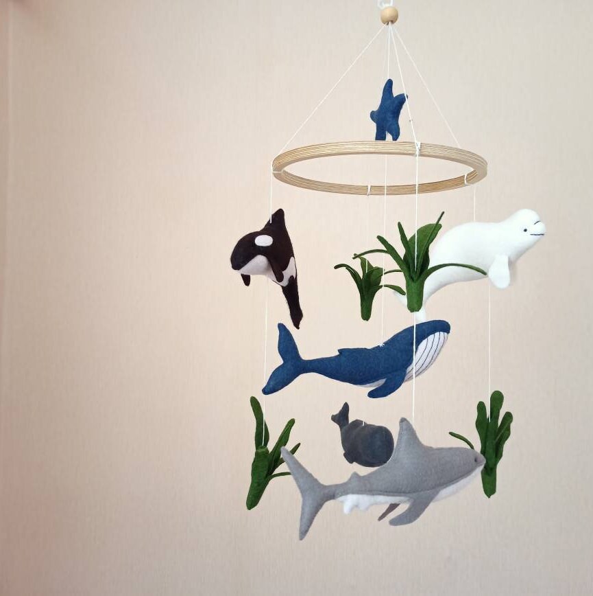 Baby Mobile. Ocean Mobile With Shark,orca,beluga,whale,cashalot. Felt ...