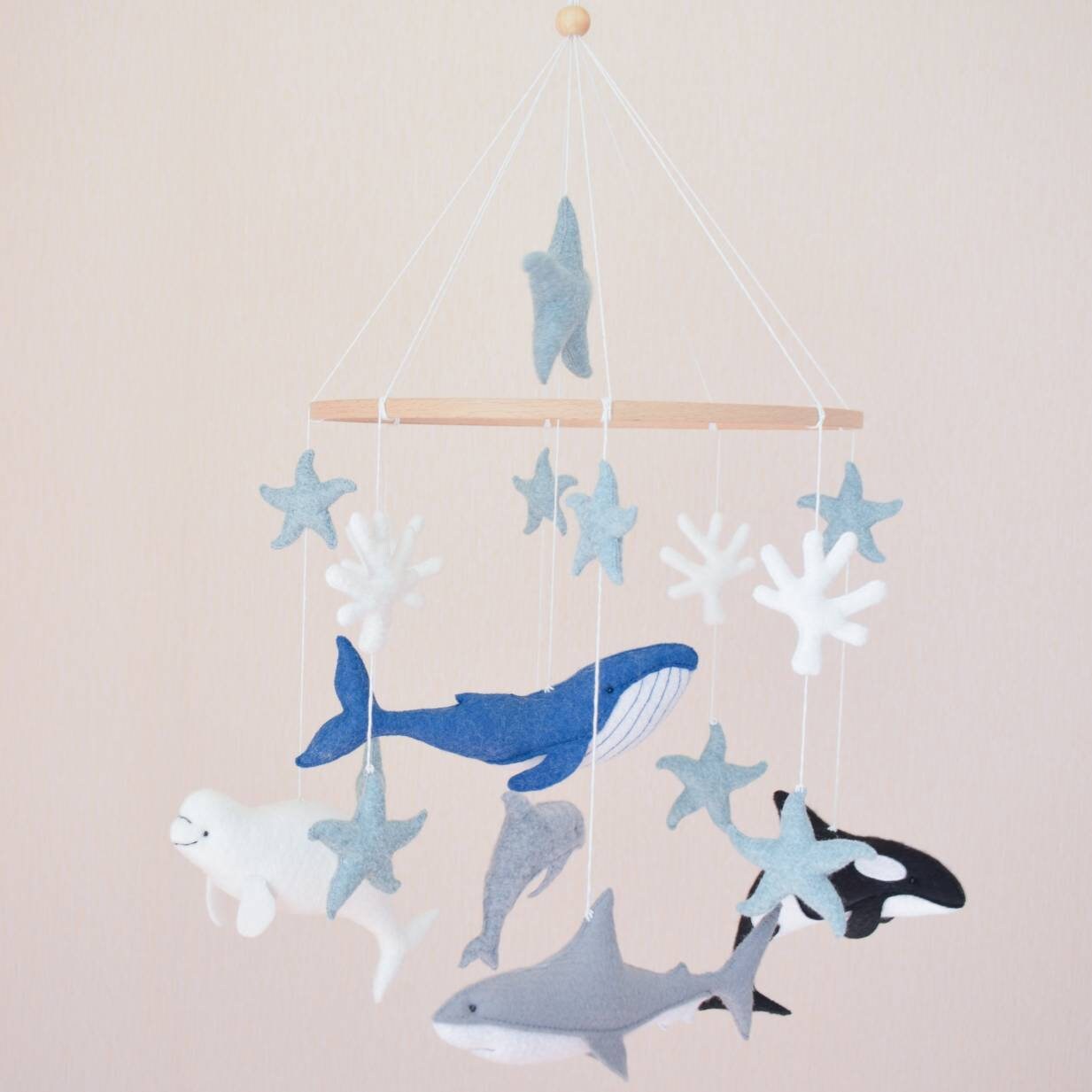 Ocean Mobile With Whale, Beluga, Orca, Shark, Dolphin, Starfishes ...