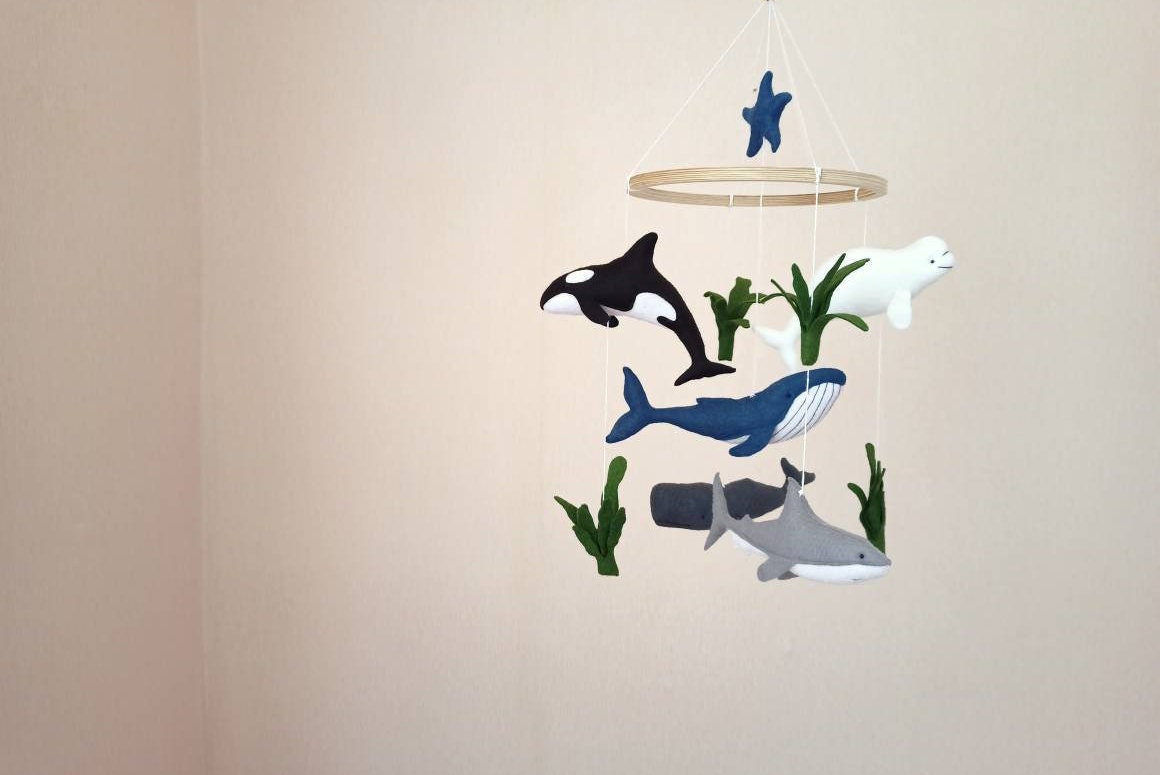 Baby Mobile. Ocean Mobile With Shark,orca,beluga,whale,cashalot. Felt ...