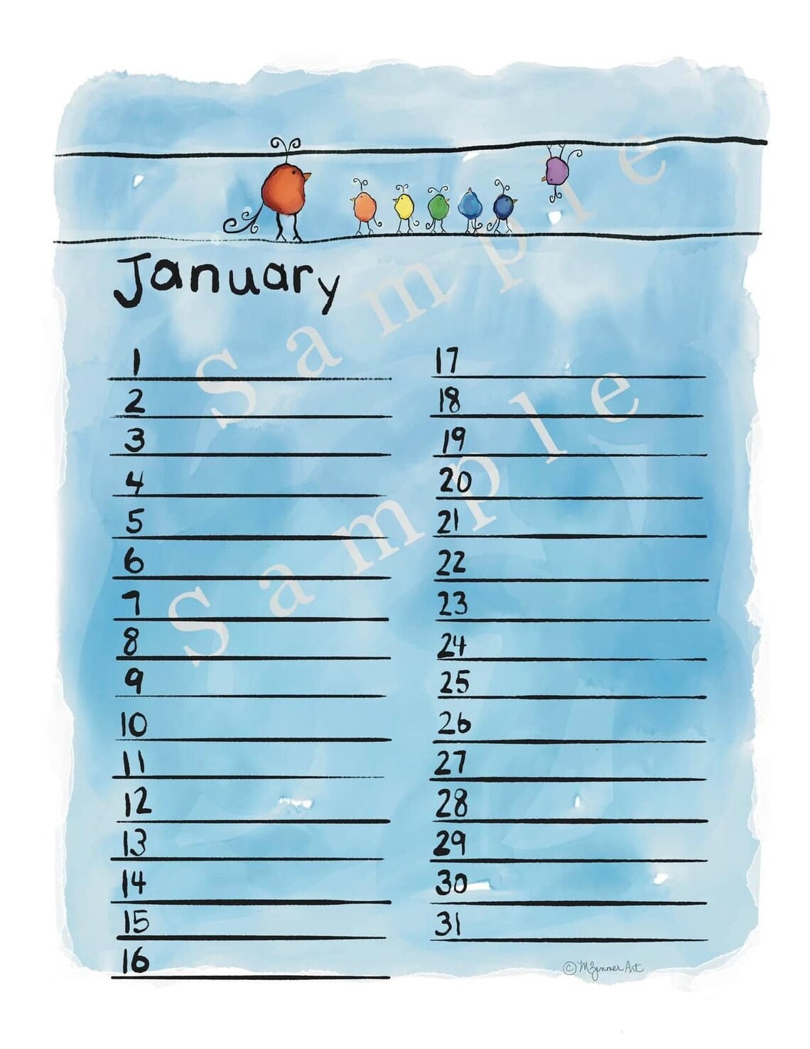 Printable Whimsical Perpetual Calendar for Special Days - Digital ...