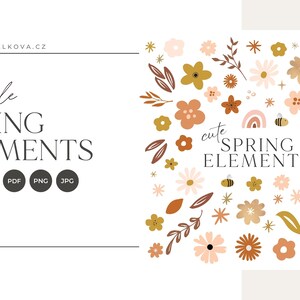 Cute Spring Flower Elements Clipart Vector Illustration, SVG Spring Flowers, Aesthetic Png ...