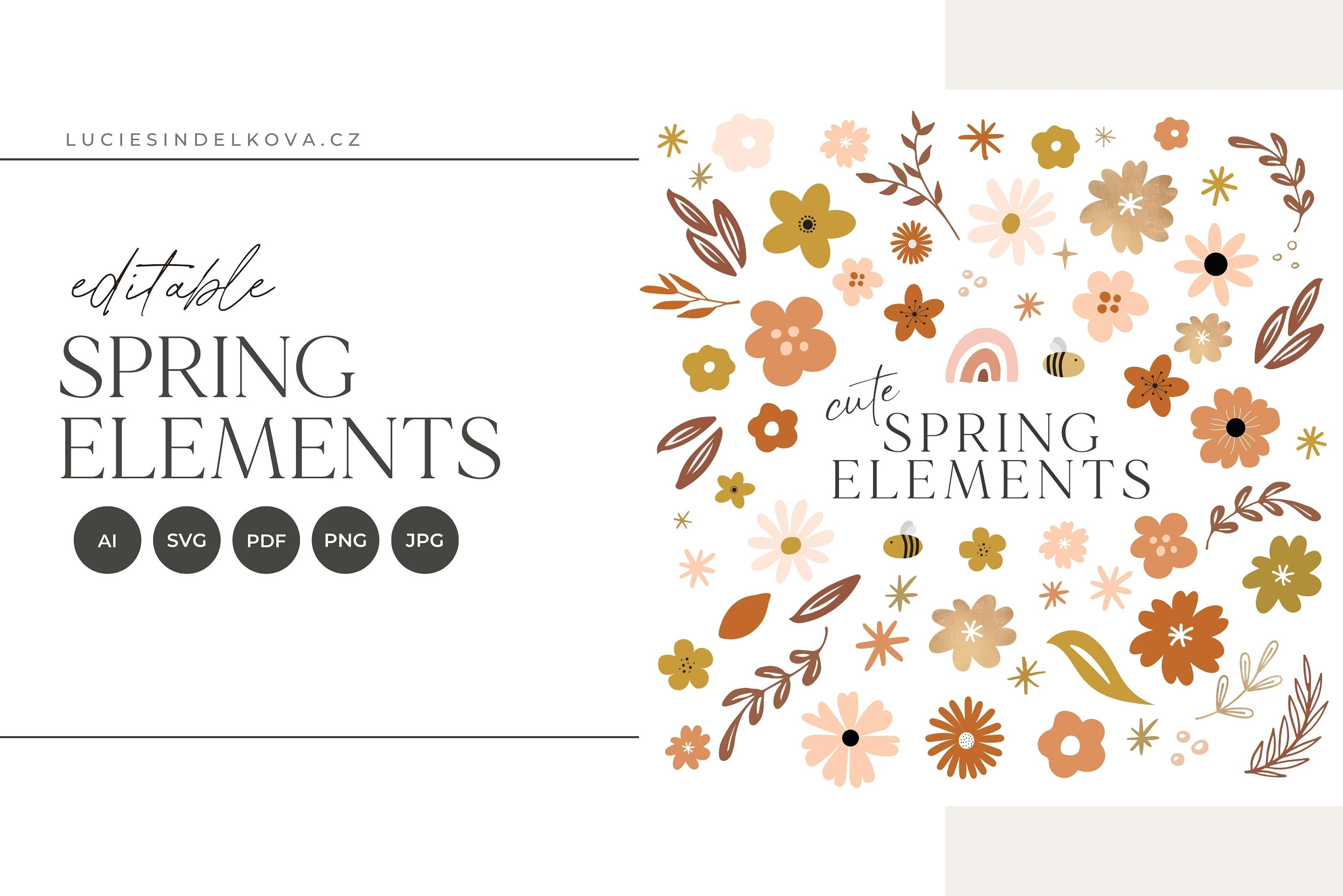 Cute Spring Flower Elements Clipart Vector Illustration, SVG Spring ...