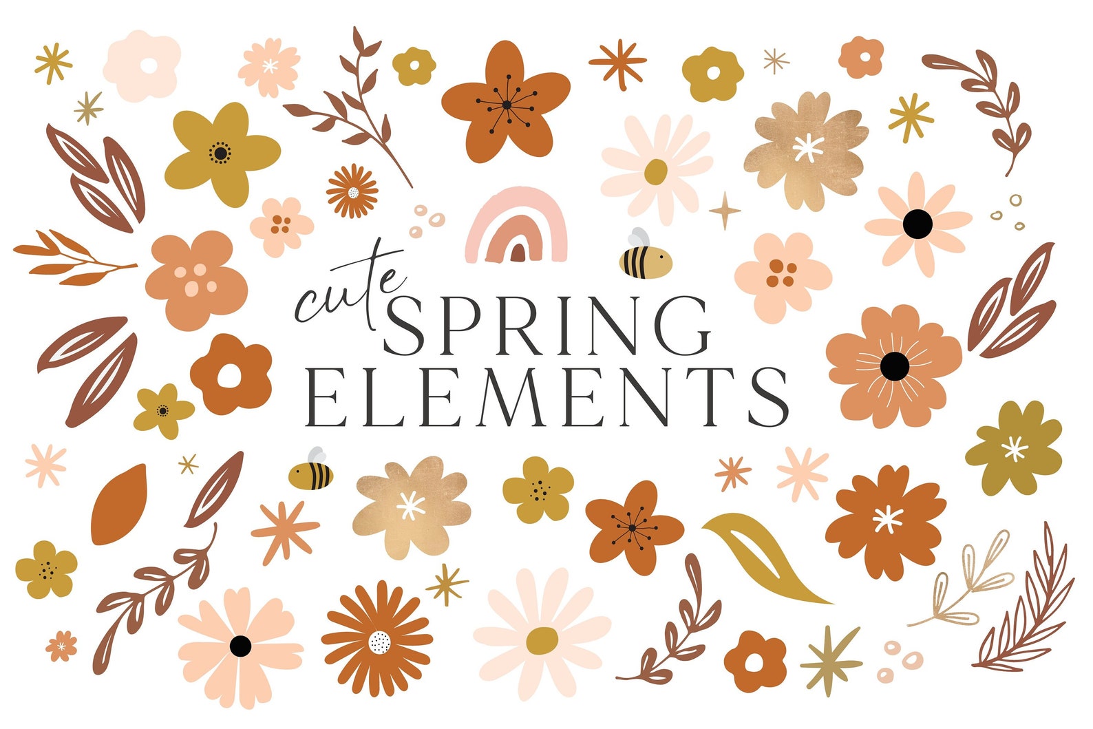 Cute Spring Flower Elements Clipart Vector Illustration, SVG Spring ...