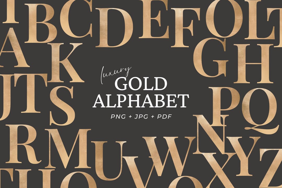 Gold Foil Alphabet Clipart: Luxury Monogram Letters (PNG) - Etsy