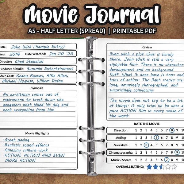 Movie Journal - Etsy