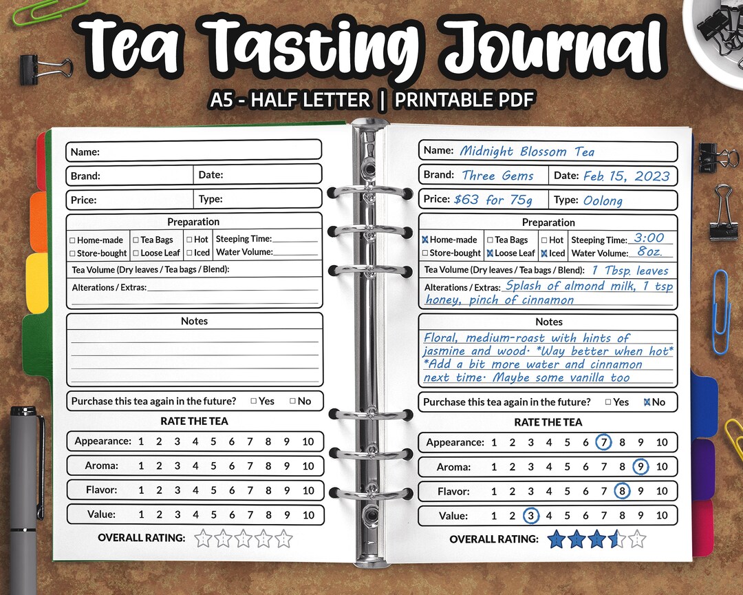 Tea Journal, Tea Tasting Journal, Tea Organizer, Tea Accessories, Gift ...