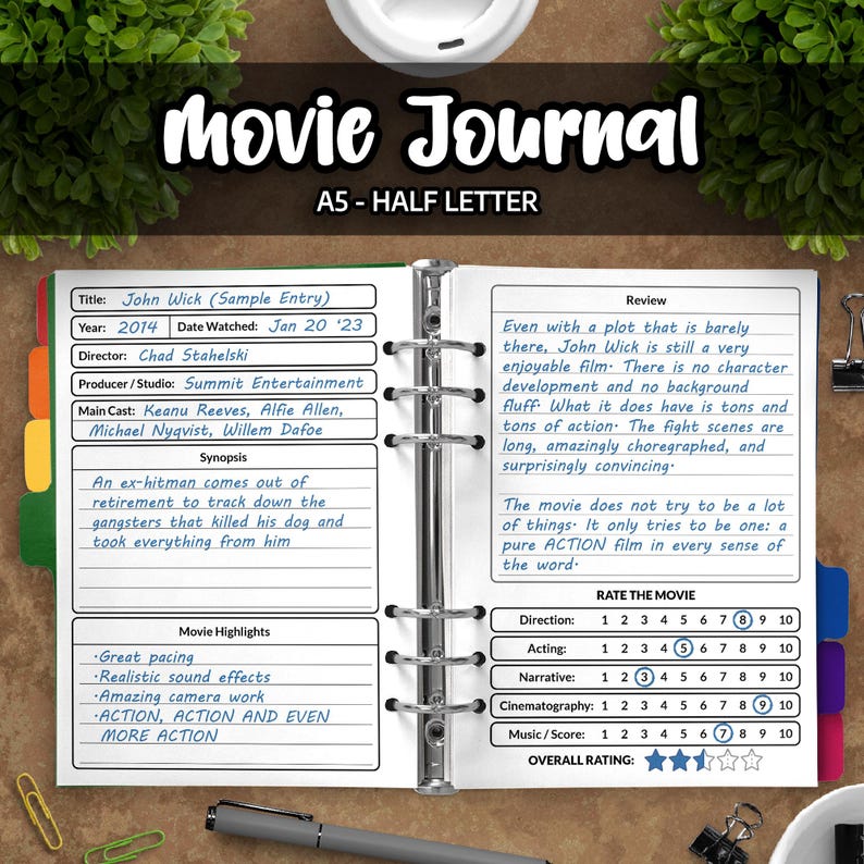 Movie Journal, Printable Movie Tracker, Movie Logbuch, Movie Tracker ...