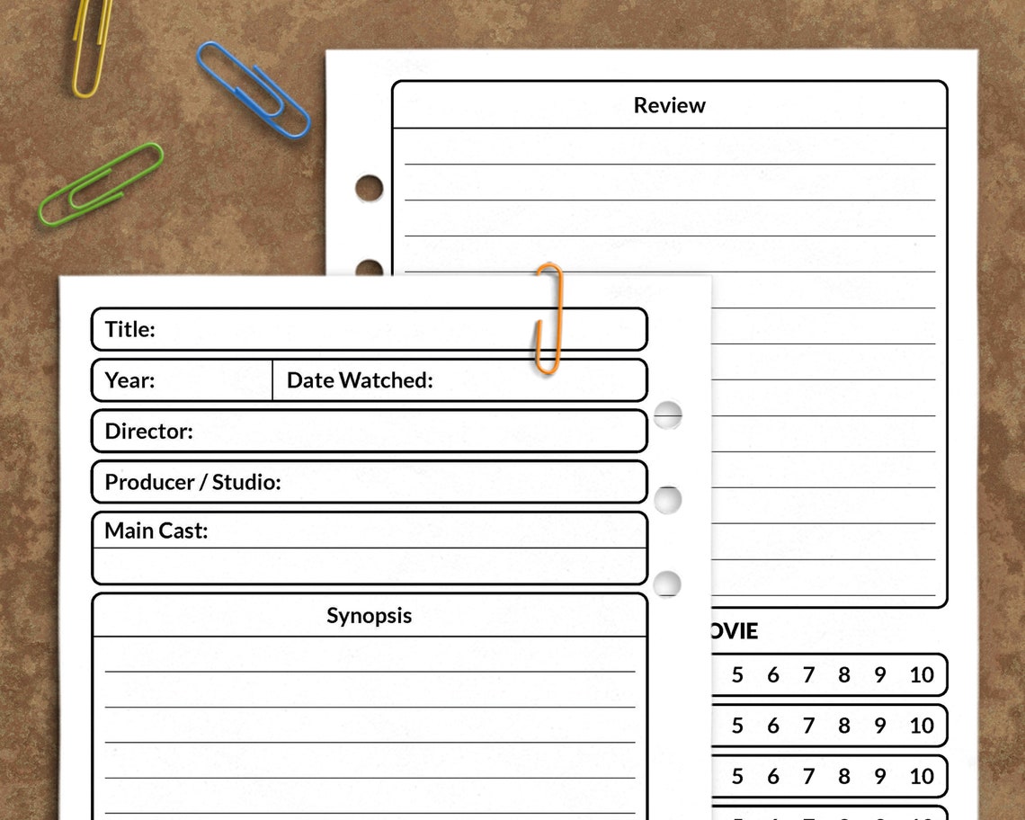 Movie Journal, Printable Movie Tracker, Movie Log Book, Movie Tracker ...
