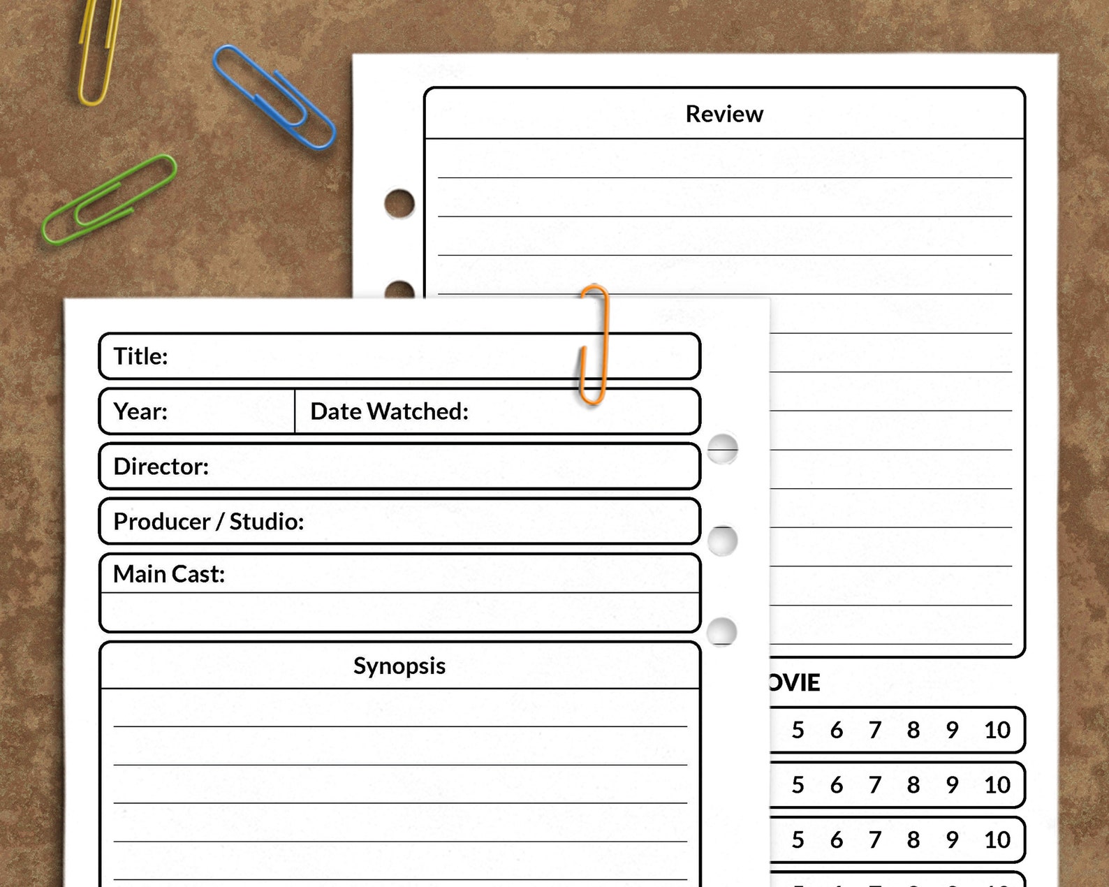 Movie Journal, Printable Movie Tracker, Movie Log Book, Movie Tracker ...