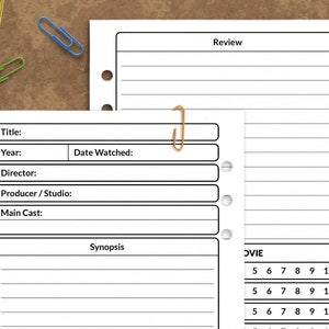 Movie Journal, Printable Movie Tracker, Movie Log Book, Movie Tracker ...