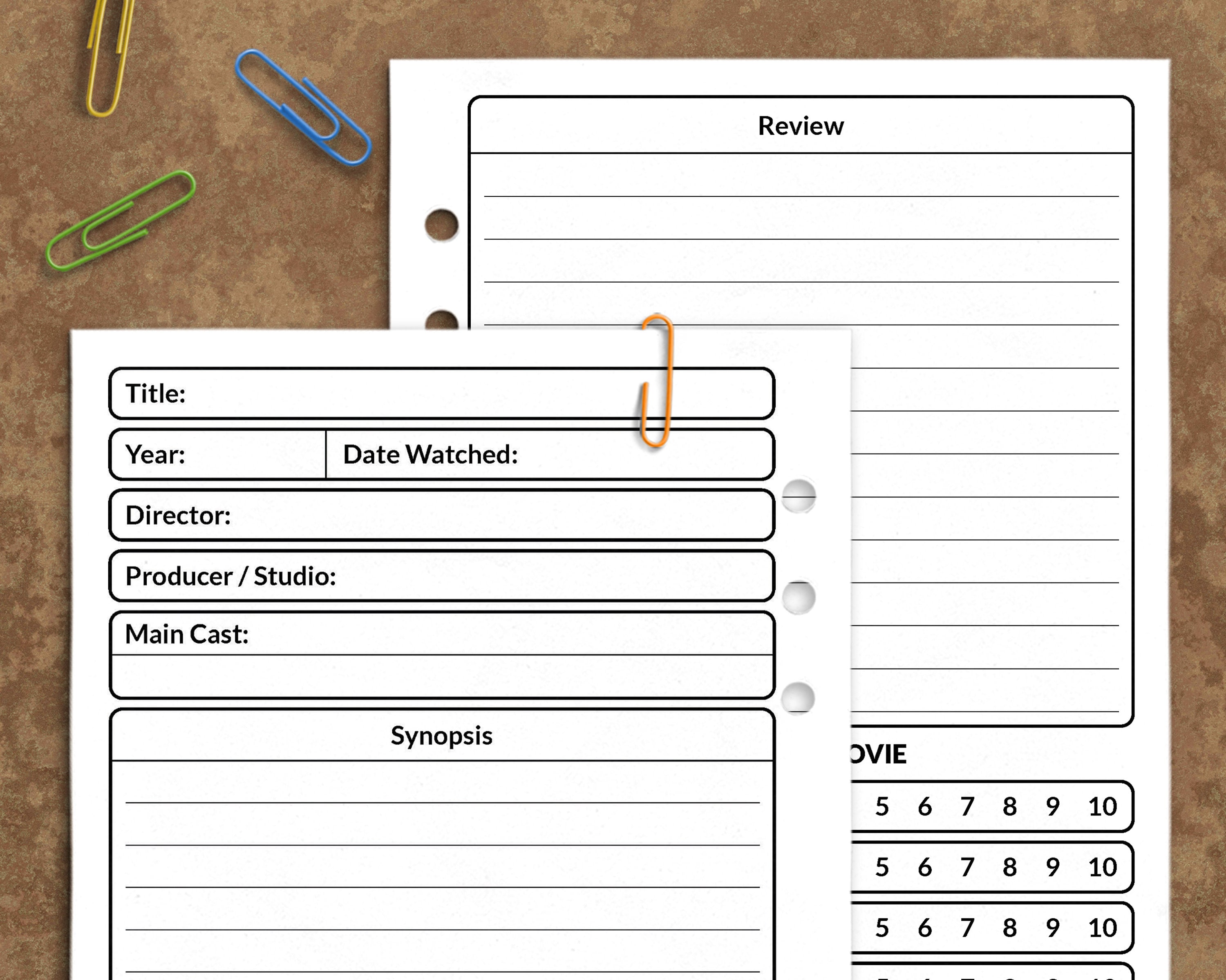 Movie Journal, Printable Movie Tracker, Movie Log Book, Movie Tracker ...