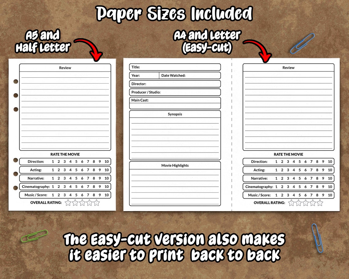 Movie Journal, Printable Movie Tracker, Movie Log Book, Movie Tracker ...