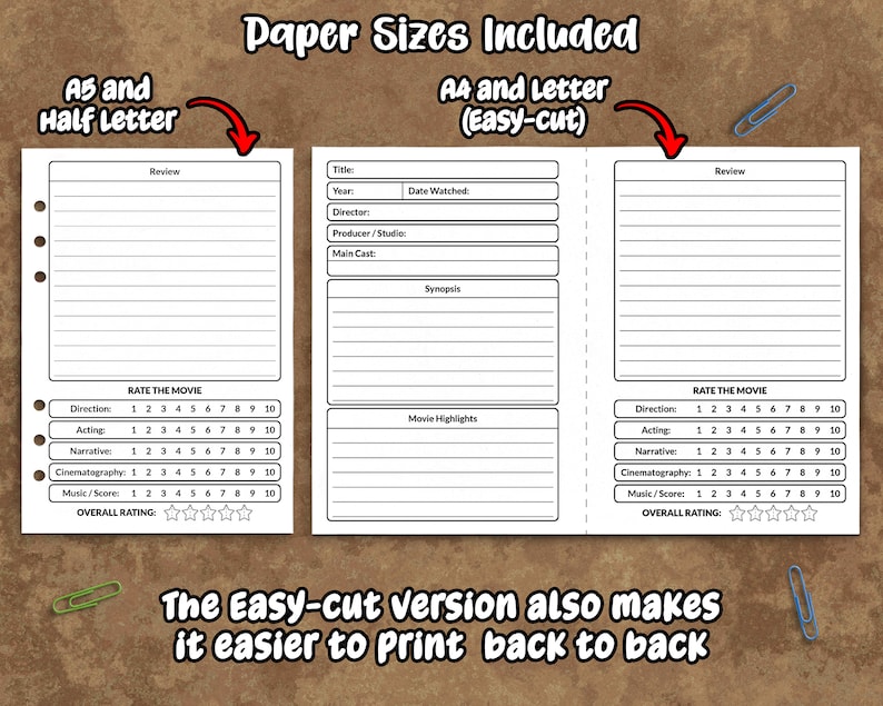 Movie Journal, Printable Movie Tracker, Movie Log Book, Movie Tracker ...