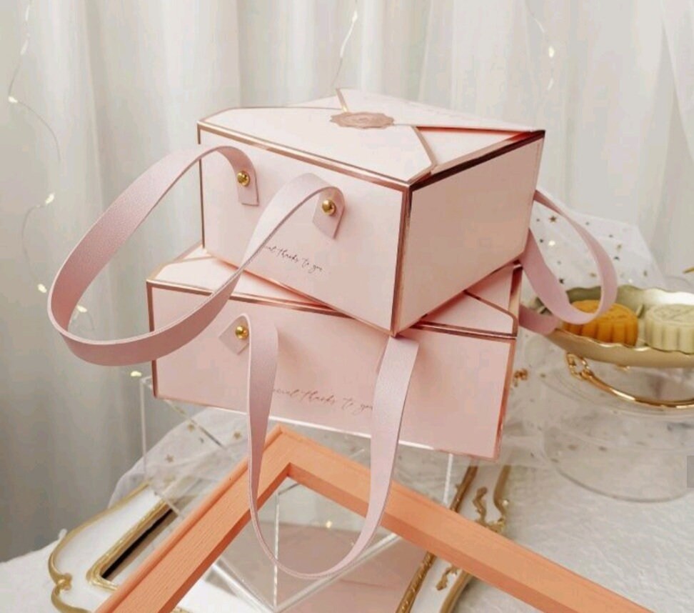 Rose Gold Pink Gift Box With Handlegifts Candy Chocolate - Etsy