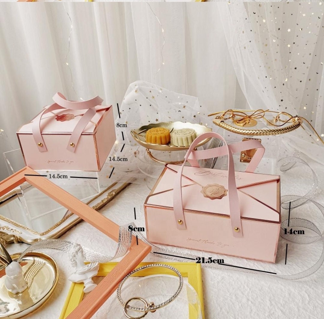 Rose Gold Pink Gift Box With Handlegifts Candy Chocolate - Etsy