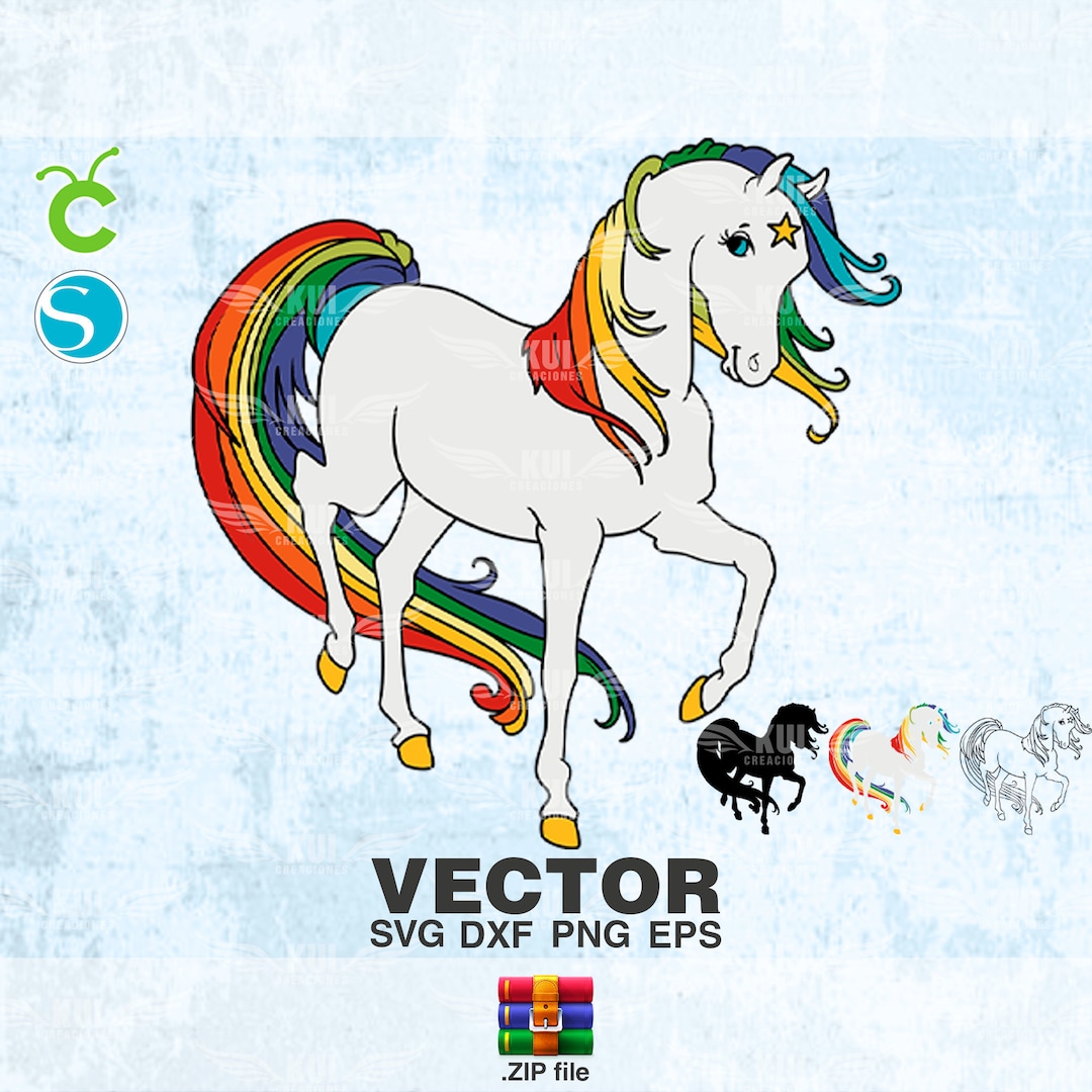 Vector Starlite Horse Rainbow Brite SVG Png Dxf Eps, Vintage Design ...